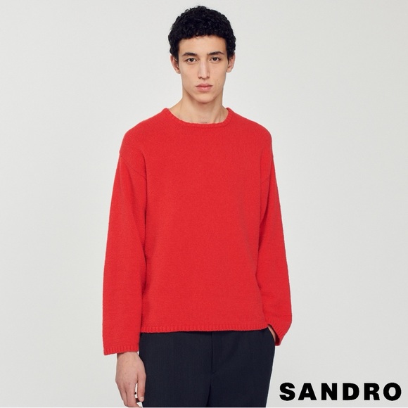 Sandro | Sweaters | Sandro Nwt Unisex Boucl Knit Sweater In Rouge Red ...